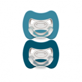 CIUCCIO SUPER LEGGERO IN SILICONE MEDICALE - AVIO BLU - BIPACK - 2-6 MESI