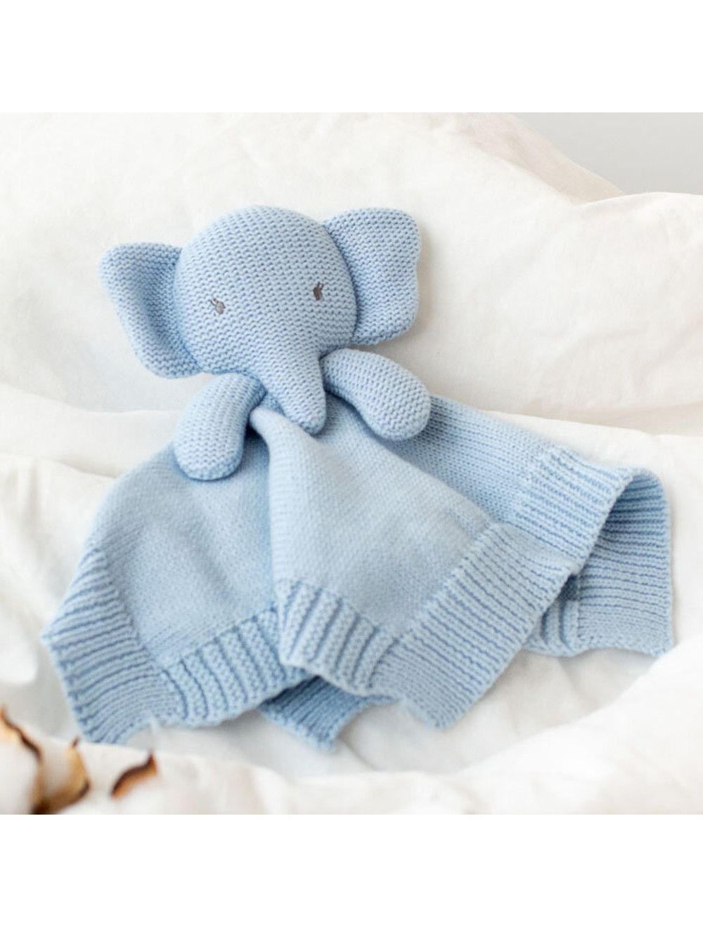 Doudou Neonato Nascita in Cotone Elefante Celeste - Kiokids